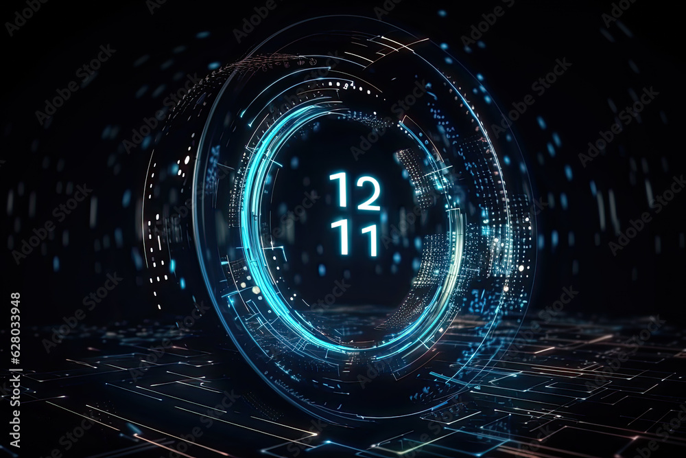 Big data network connection technology circle digital timer concept ...