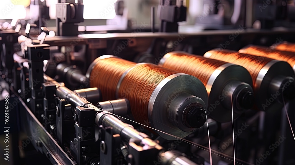 Manufacturing process of copper wires and cables. Generative AI Stock ...