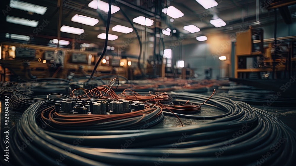 Production process of cables and wires. Generative AI Stock ...