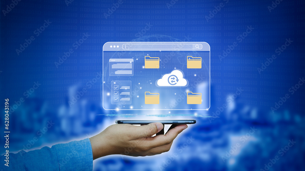 document management concept Online document communication database and ...