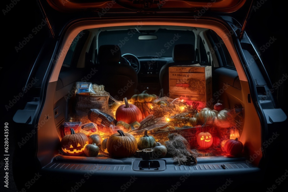 Spooky Halloween Car Trunk: Open Trunk Full of Halloween Items ...