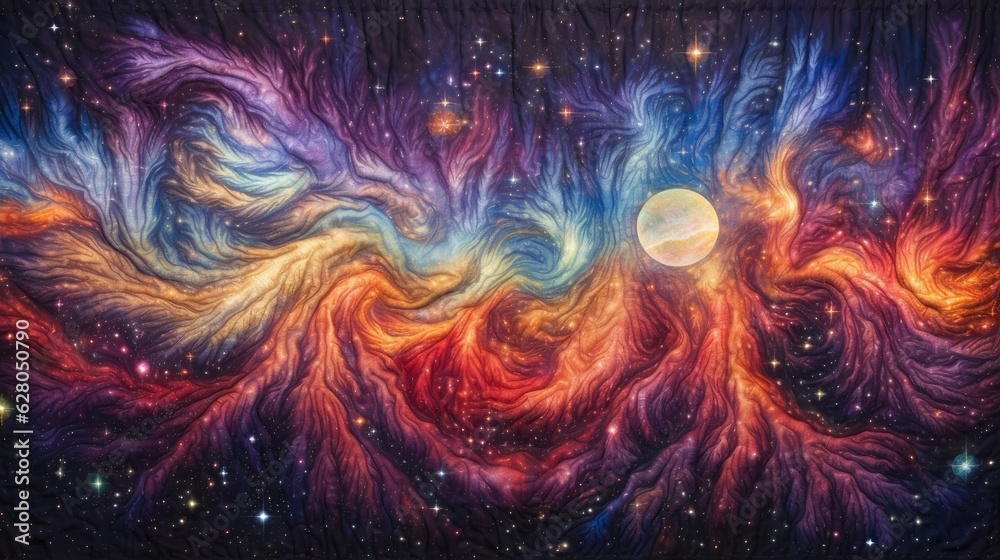 Spectacular abstract outer space background in neon glow colors. Cosmic ...