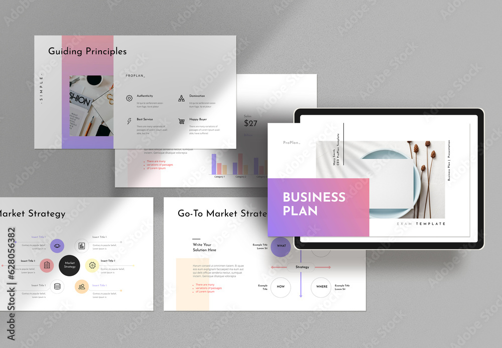 A_Business Plan Presentation Layout Stock Template | Adobe Stock