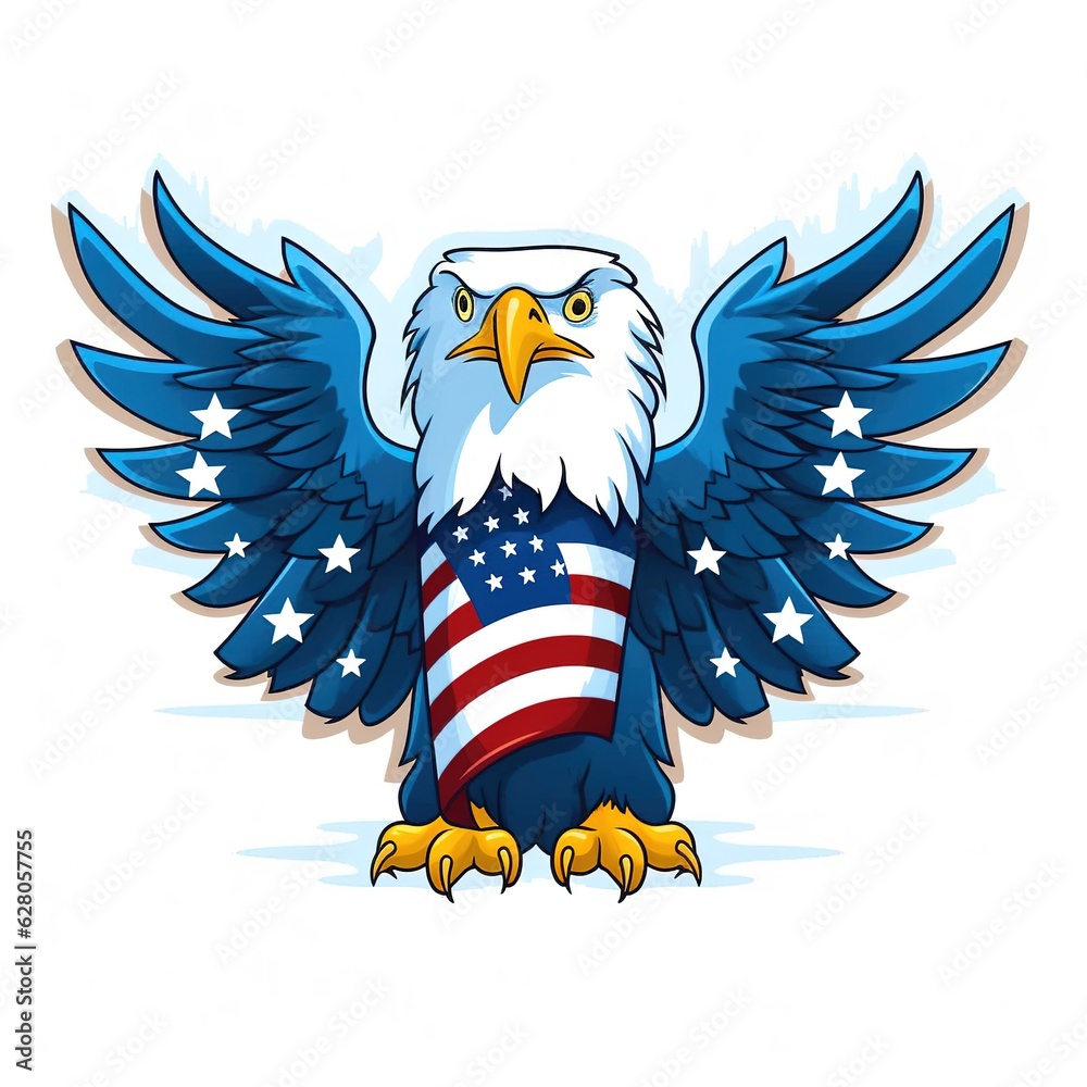 Illustration of an american bald eagle with USA flag in the background ...