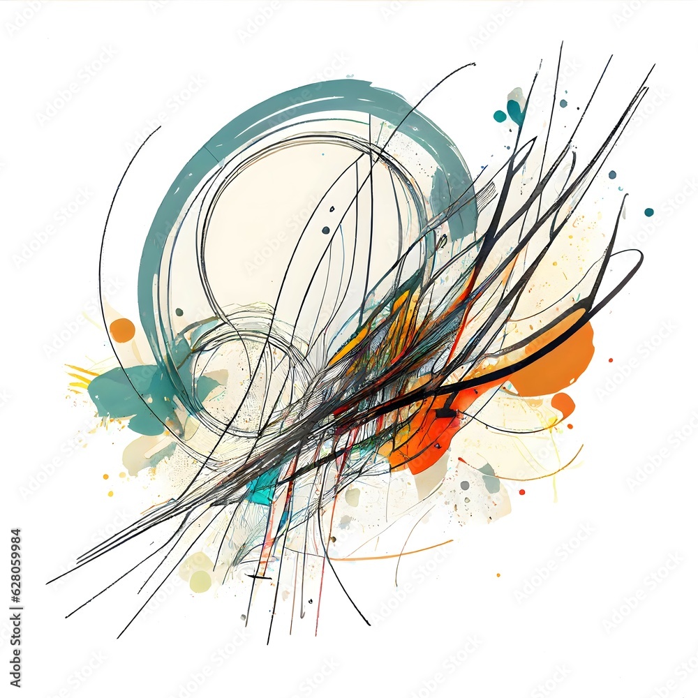 abstract watercolor digital drawing, combination of vector graphics and ...