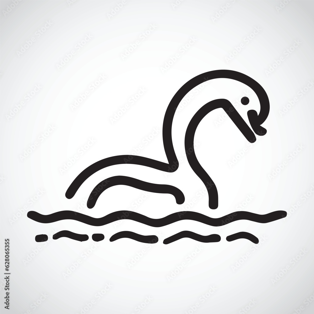Multipurpose Set Of Outline Loch Ness Monster Cute, Funny And Cartoon Character Silhouette Icons ...