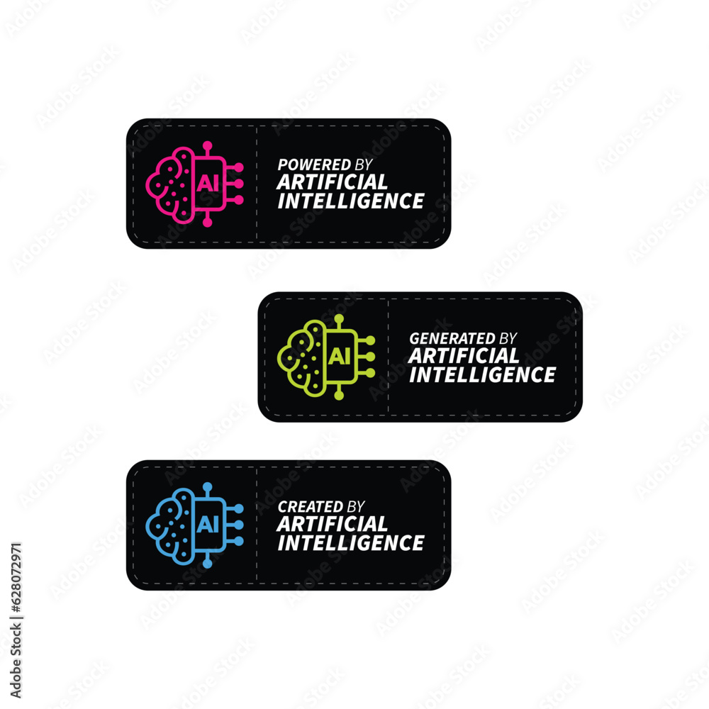 AI Generated with powered by, Created by and generated by, Badge, icon ...