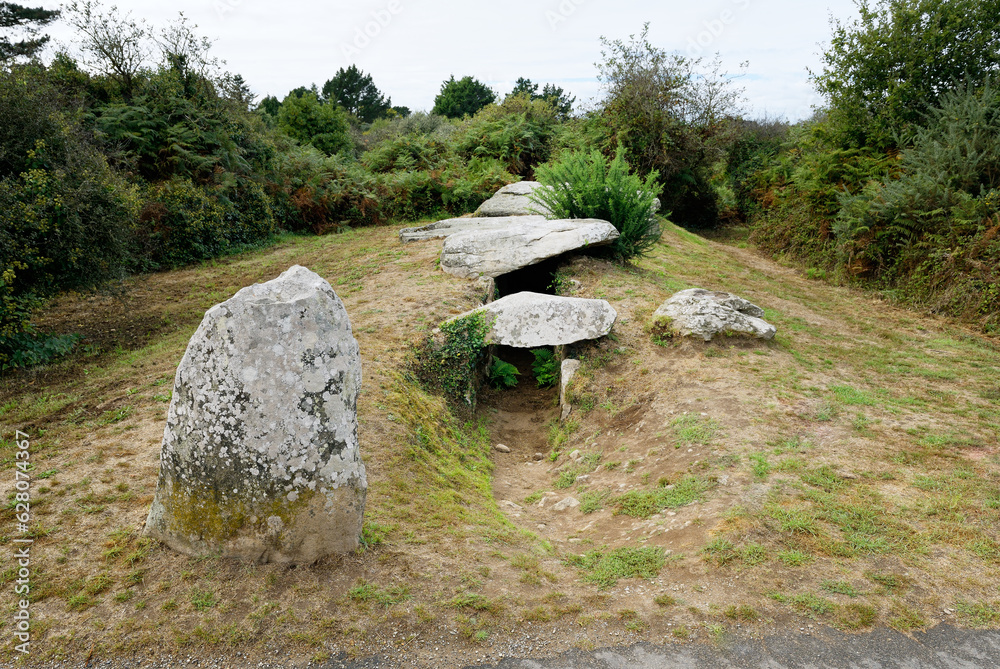 Neolithic burial chamber of Grah-Niol at Arzon, Brittany, France. Early ...