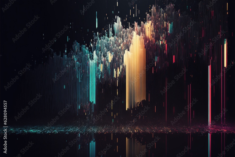 Abstract background with interlaced digital glitch and distortion ...