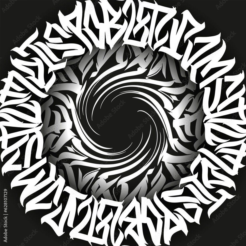 Ornamental font, handwritten typography vector illustration Stock ...