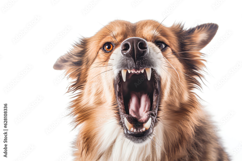 Dog Growling On White Background Stock Photo | Adobe Stock