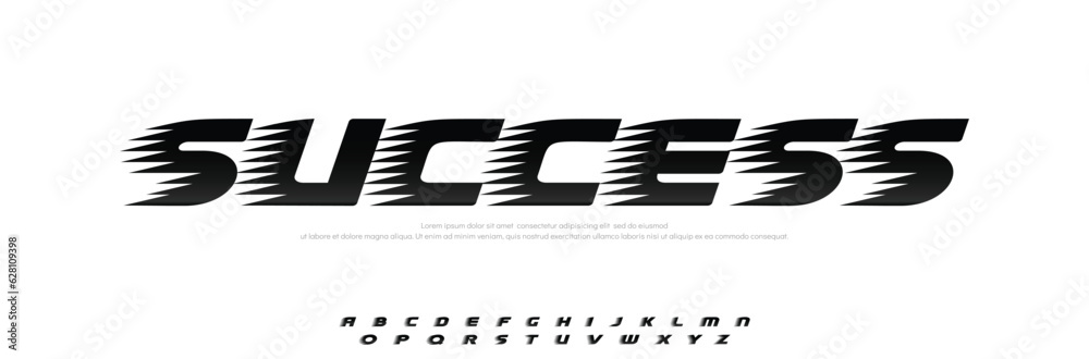 Success, racing font alphabet letters with wind effect. Modern sport ...