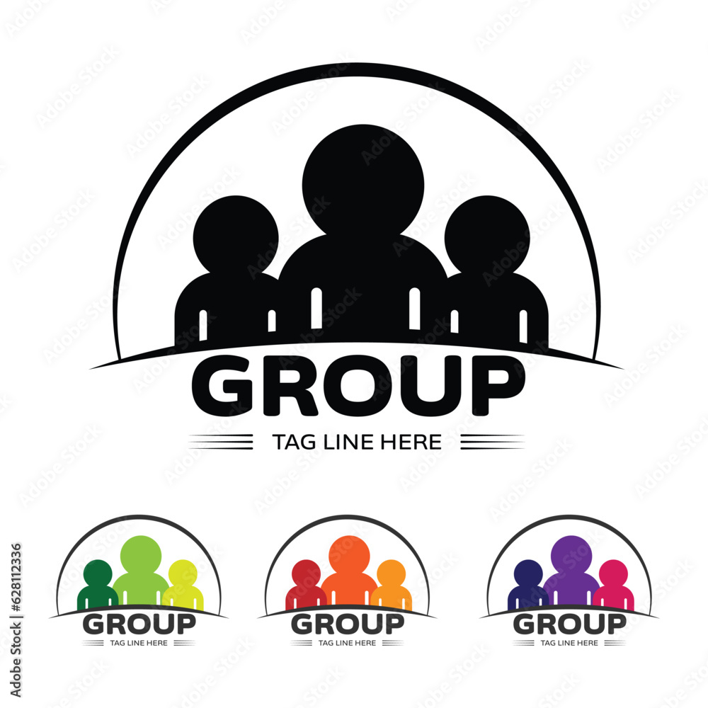 Group logo vector, Silhoutte, Team, People, Family, Unity, Union, Flat ...