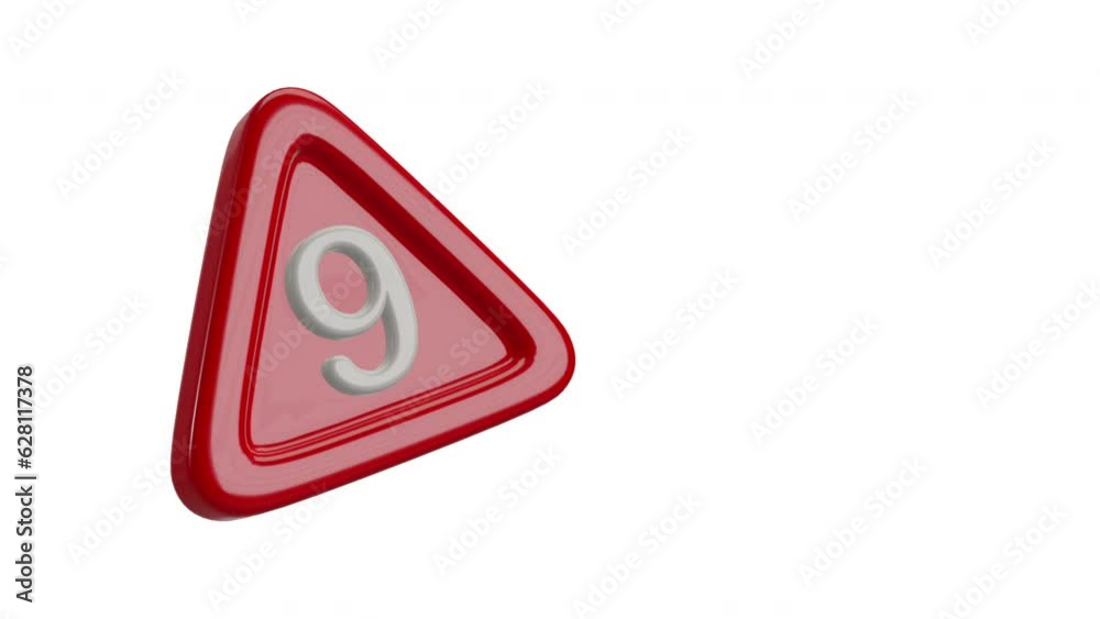 Whirling nine triangle warning sign. Caution concept: Number 9 symbol ...