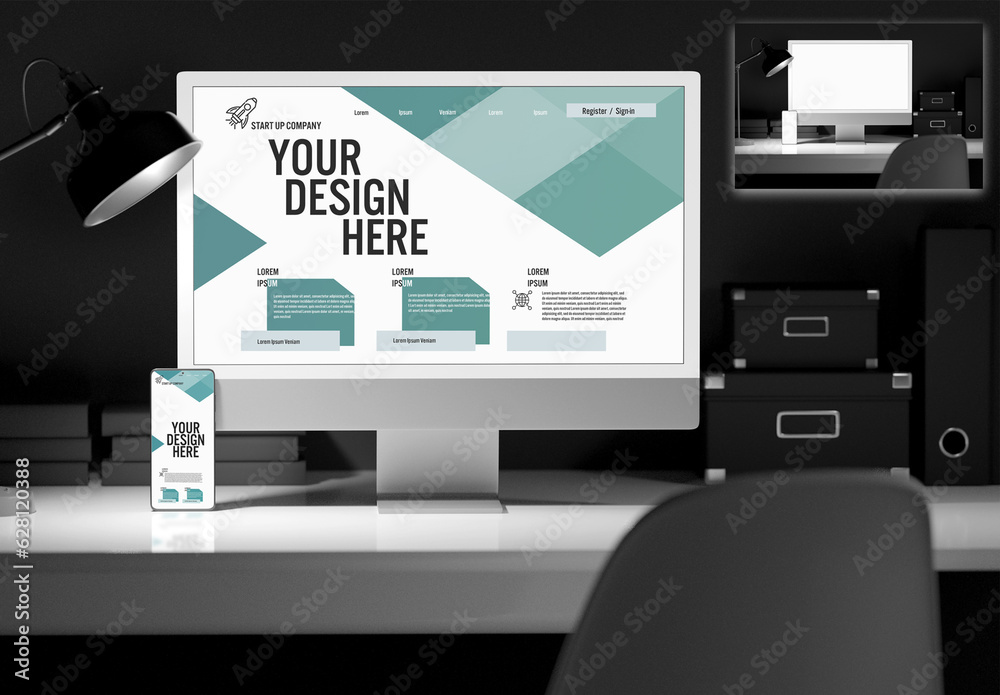 Customisable mock up of modern devices Stock Template | Adobe Stock