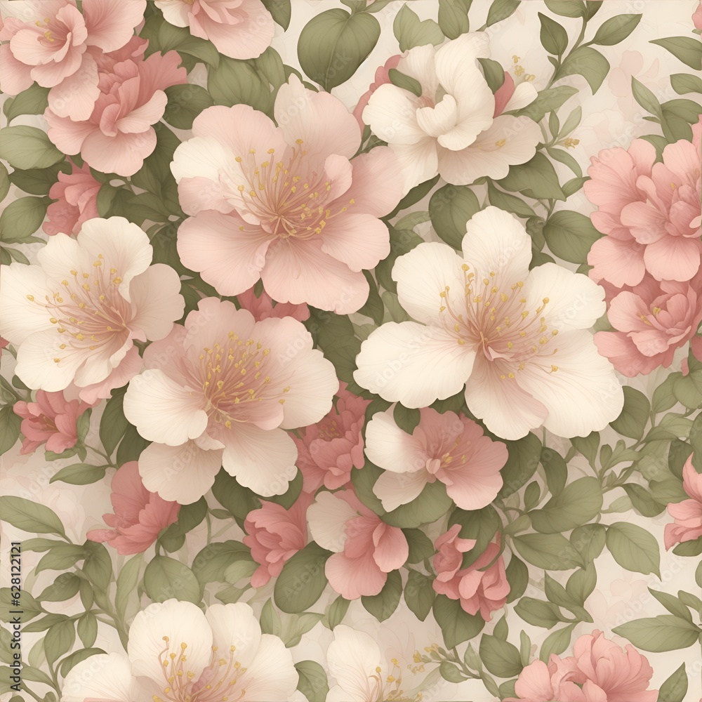 vintage seamless pattern of flowers and Azaleas. Use for wallpapers ...