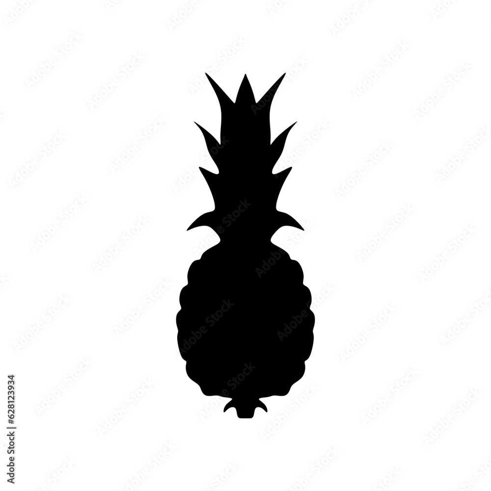 Pineapple fruit silhouette. Summer fruits for healthy lifestyle. Vector ...