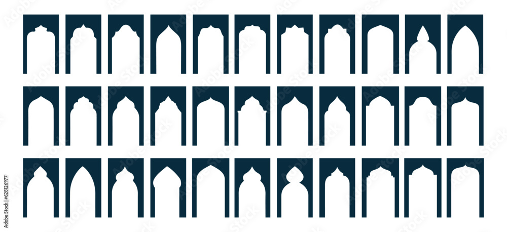 Mega set of Islamic door and window vector shapes. Islamic door window ...
