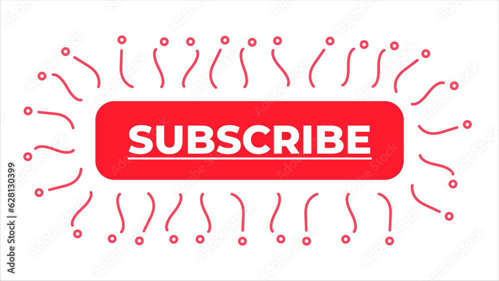 Vector red subscribe button in square shape, button with exit root ...