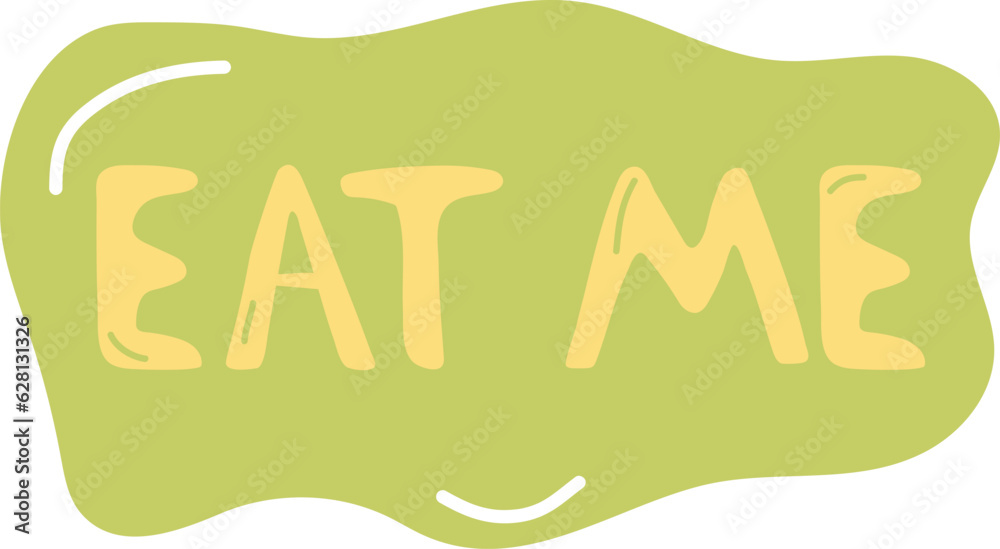 Eat me lettering, funny lettering sticker, hand drawn doodle letters ...