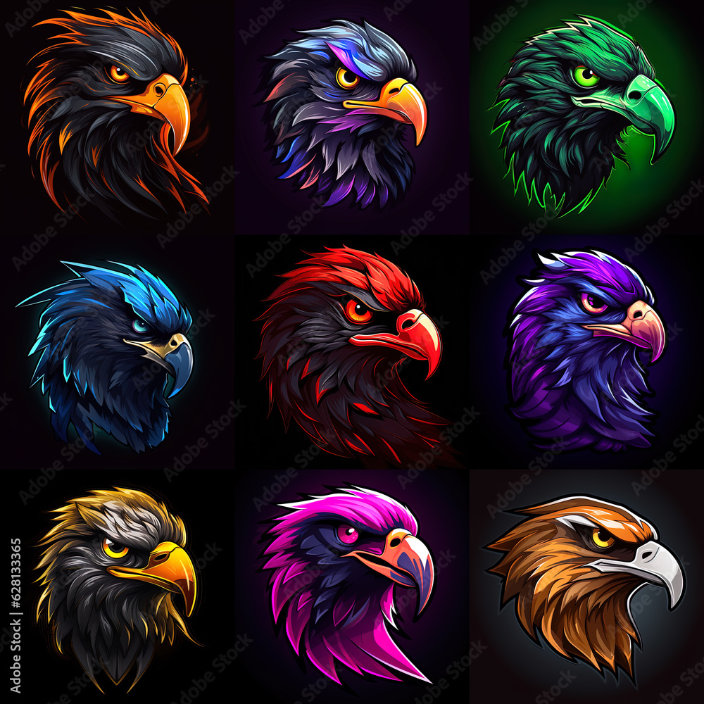 Hawks as esport gaming mascots, Premium AI Generative artwork Stock ...