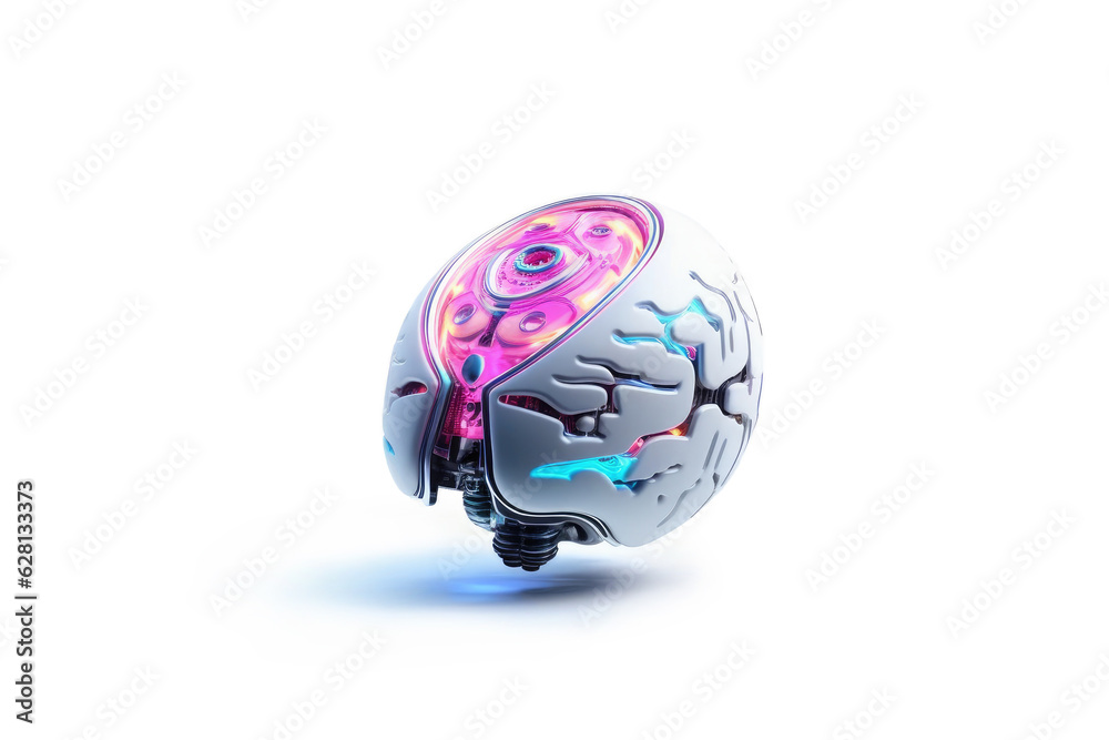 Brain implant chip isolated on white background. The future of neural ...