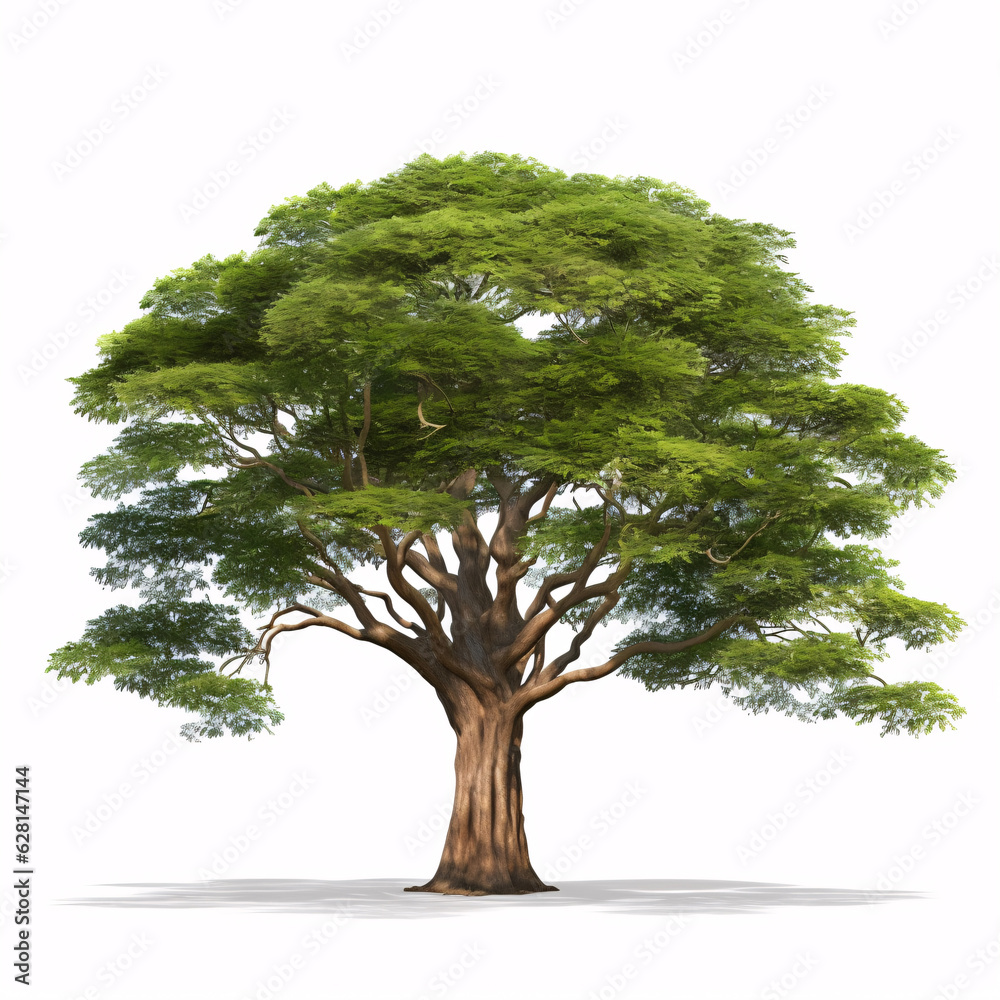 Samanea saman rain Tree isolated on white background. Monkey Pod, East ...