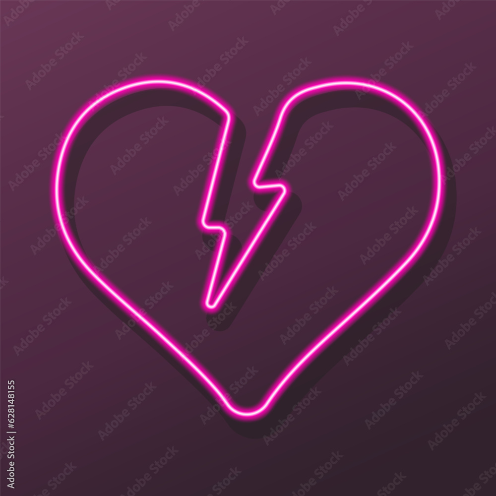 broken heart neon sign, modern glowing banner design, colorful modern ...