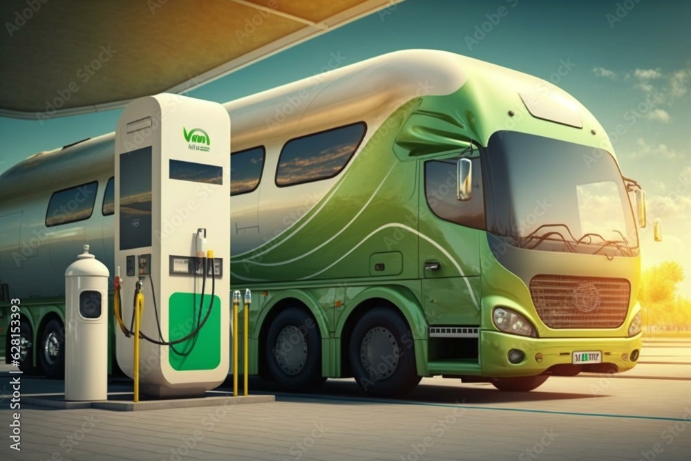 Compressed natural gas vehicle refueling at petrol station. Idea ...
