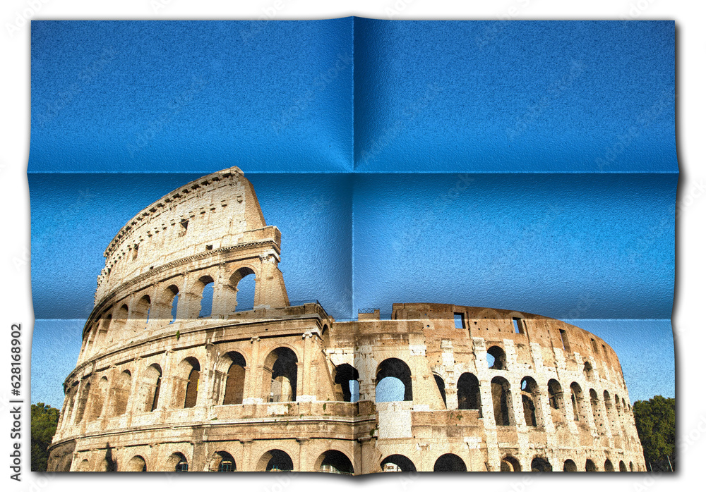 Italy, Rome - Roman Colosseum with blue sky, the most famus Italian ...