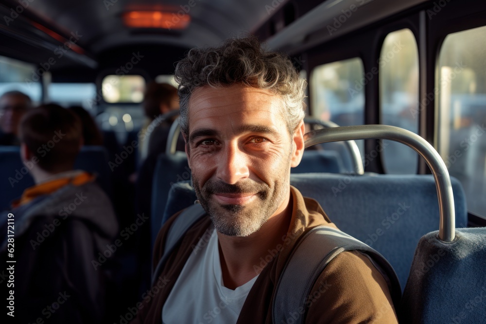 a close-up face handsome white american model passenger man driving a ...