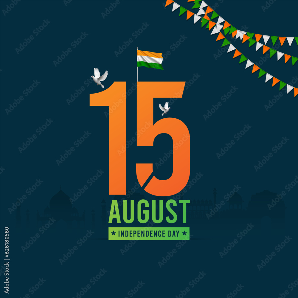 15th August Indian Independence Day 76th Celebration Stock Vector ...