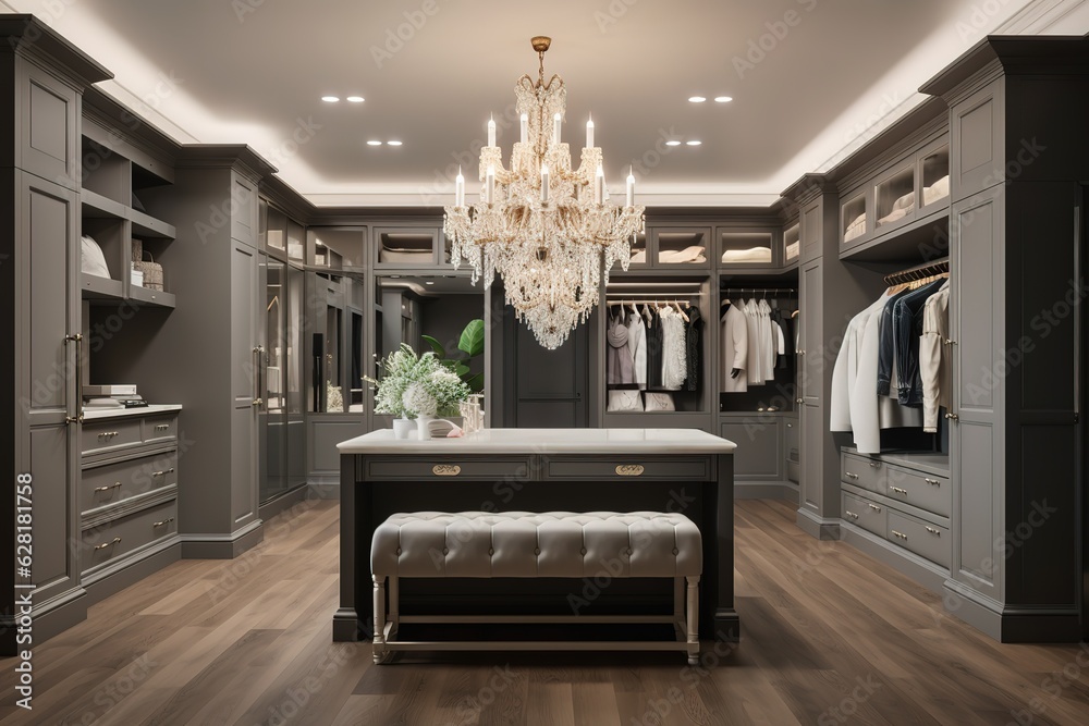 luxury modern bedroom suite in hotel with wardrobe and walk in closet ...
