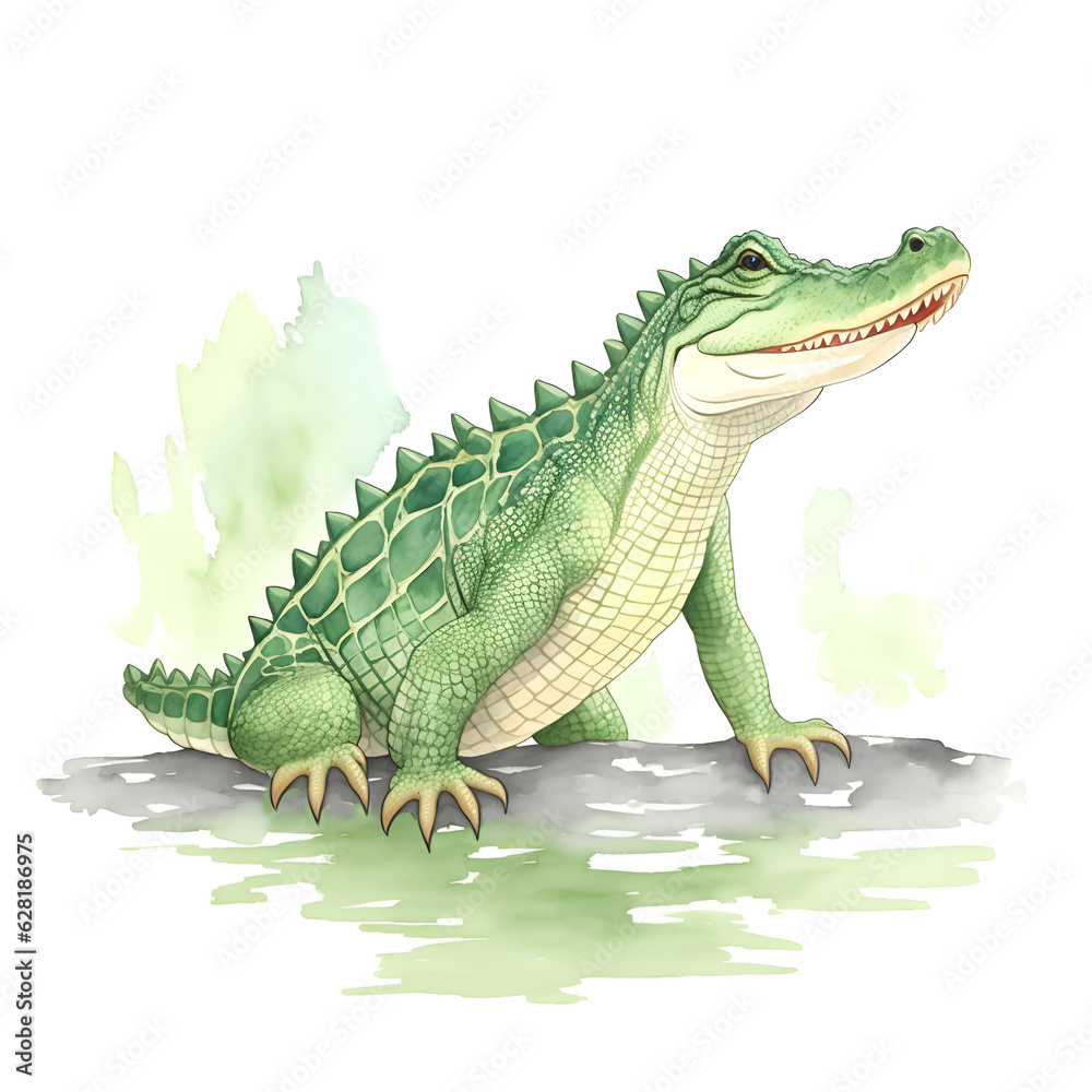 Alligator in cartoon style. Cute Little Cartoon Alligator isolated on ...