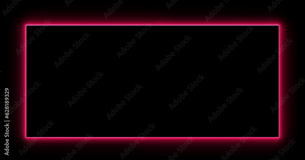 Neon pink frame on transparent background.Glowing pink border Stock ...