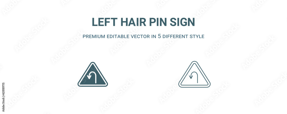 left hair pin sign icon. Filled and line left hair pin sign icon from ...