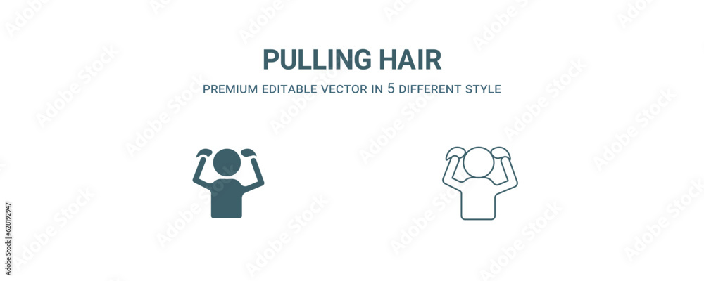 Vecteur Stock pulling hair icon. Filled and line pulling hair icon from ...