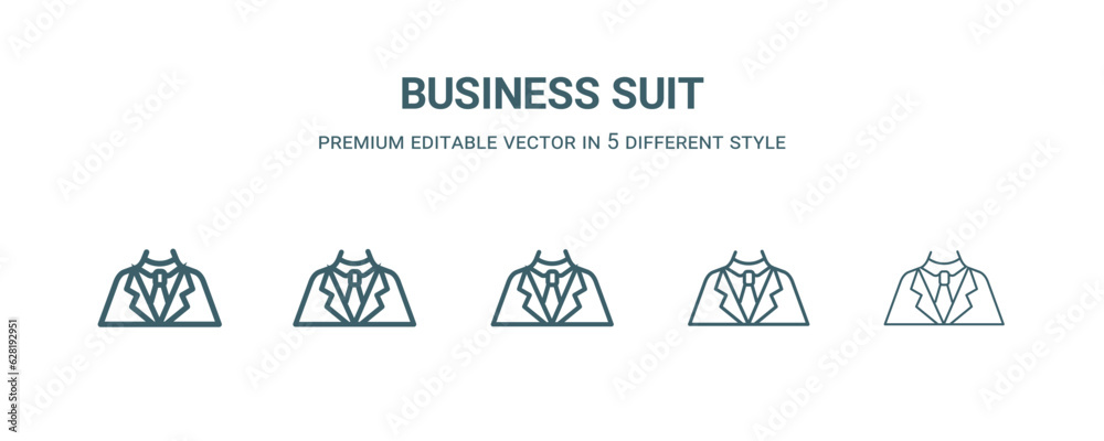 business suit icon in 5 different style. Thin, light, regular, bold ...
