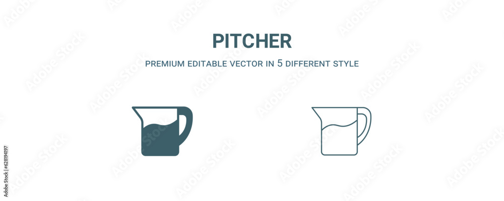 pitcher icon. Filled and line pitcher icon from kitchen collection ...