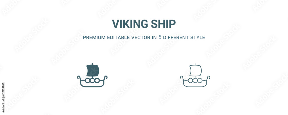 viking ship icon. Filled and line viking ship icon from history ...