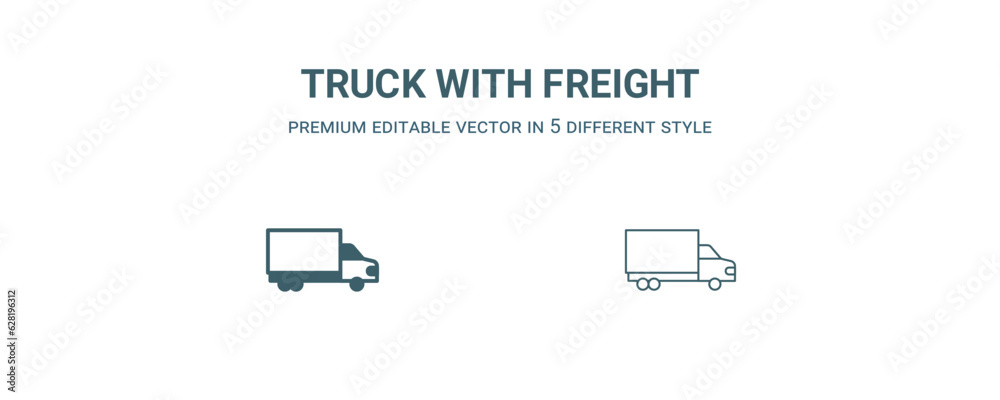 truck with freight icon. Thin line truck with freight icon from ...