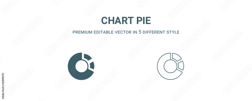 chart pie icon. Filled and line chart pie icon from business and ...