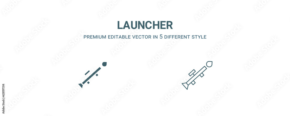 launcher icon. Filled and line launcher icon from military and war and ...