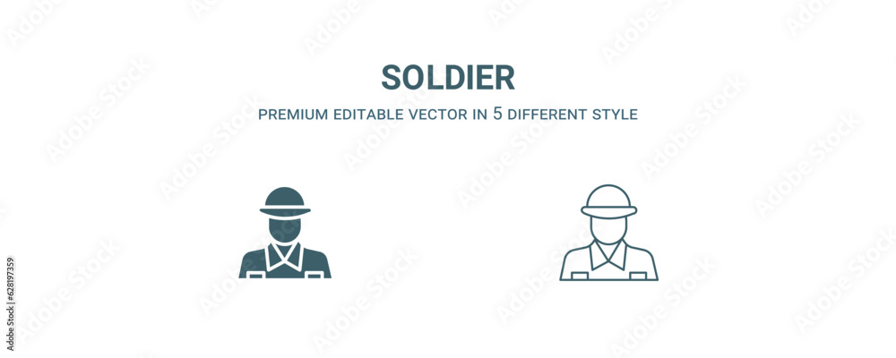 soldier icon. Filled and line soldier icon from military and war and ...