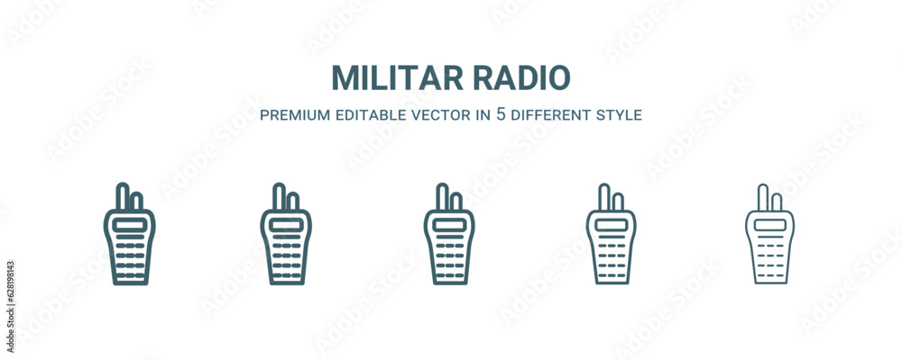 militar radio icon in 5 different style. Thin, light, regular, bold ...