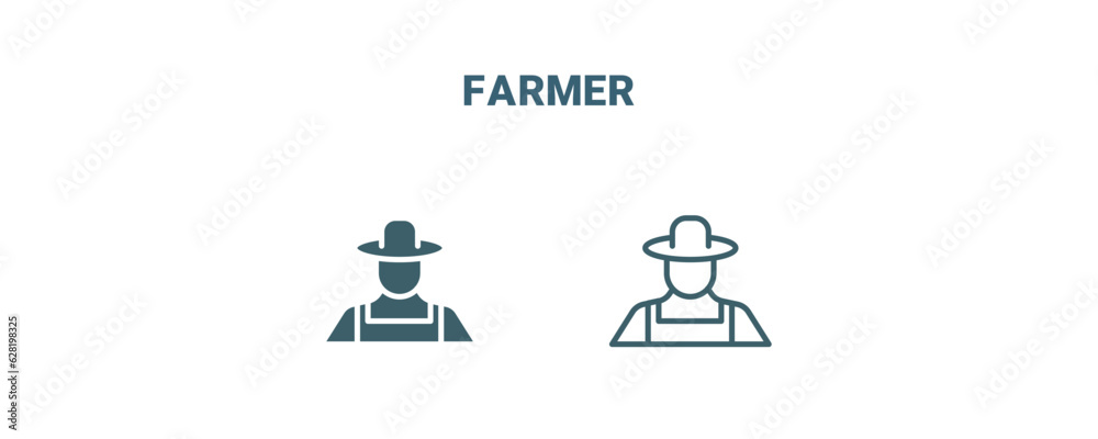 farmer icon. Line and filled farmer icon from agriculture and farm ...