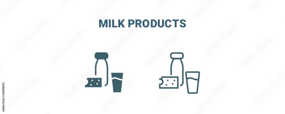milk products icon. Line and filled milk products icon from agriculture ...
