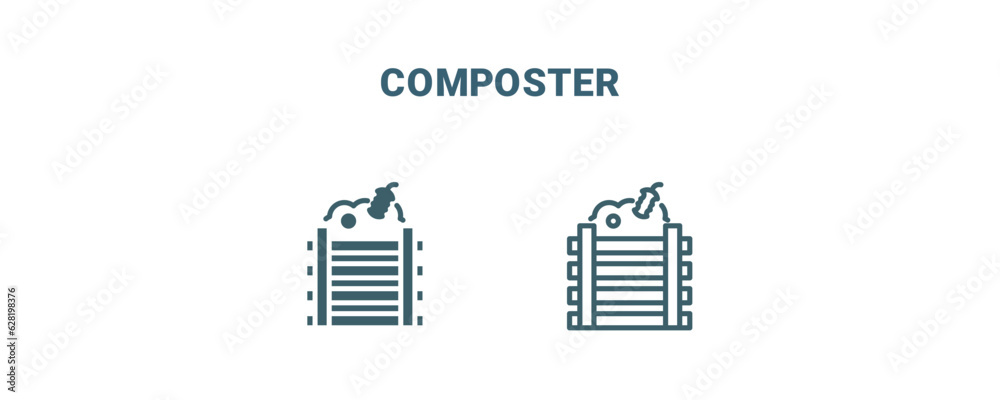 composter icon. Line and filled composter icon from agriculture and ...