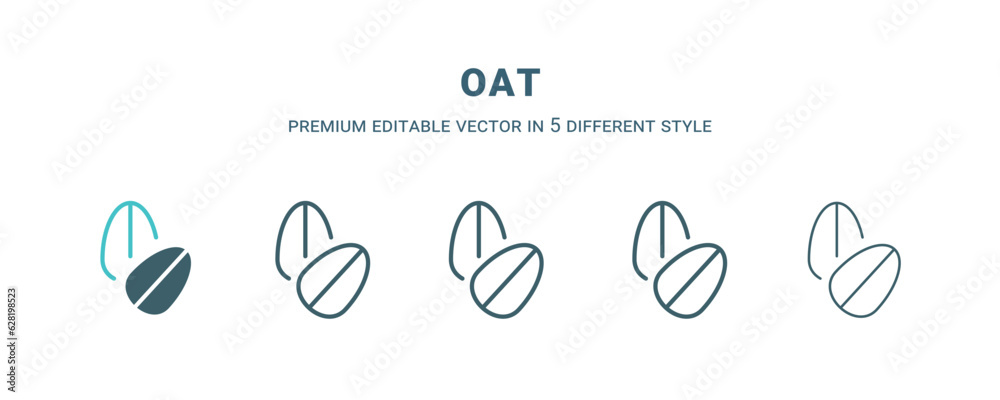 oat icon in 5 different style. Outline, filled, two color, thin oat ...