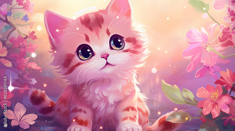 hand drawn cartoon cute cat illustration Stock Illustration | Adobe Stock